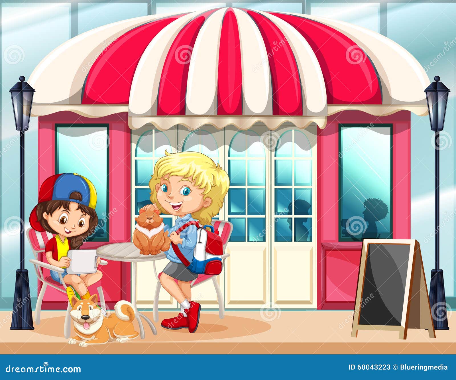 Children Hanging Out at the Cafe Stock Vector - Illustration of hanging ...