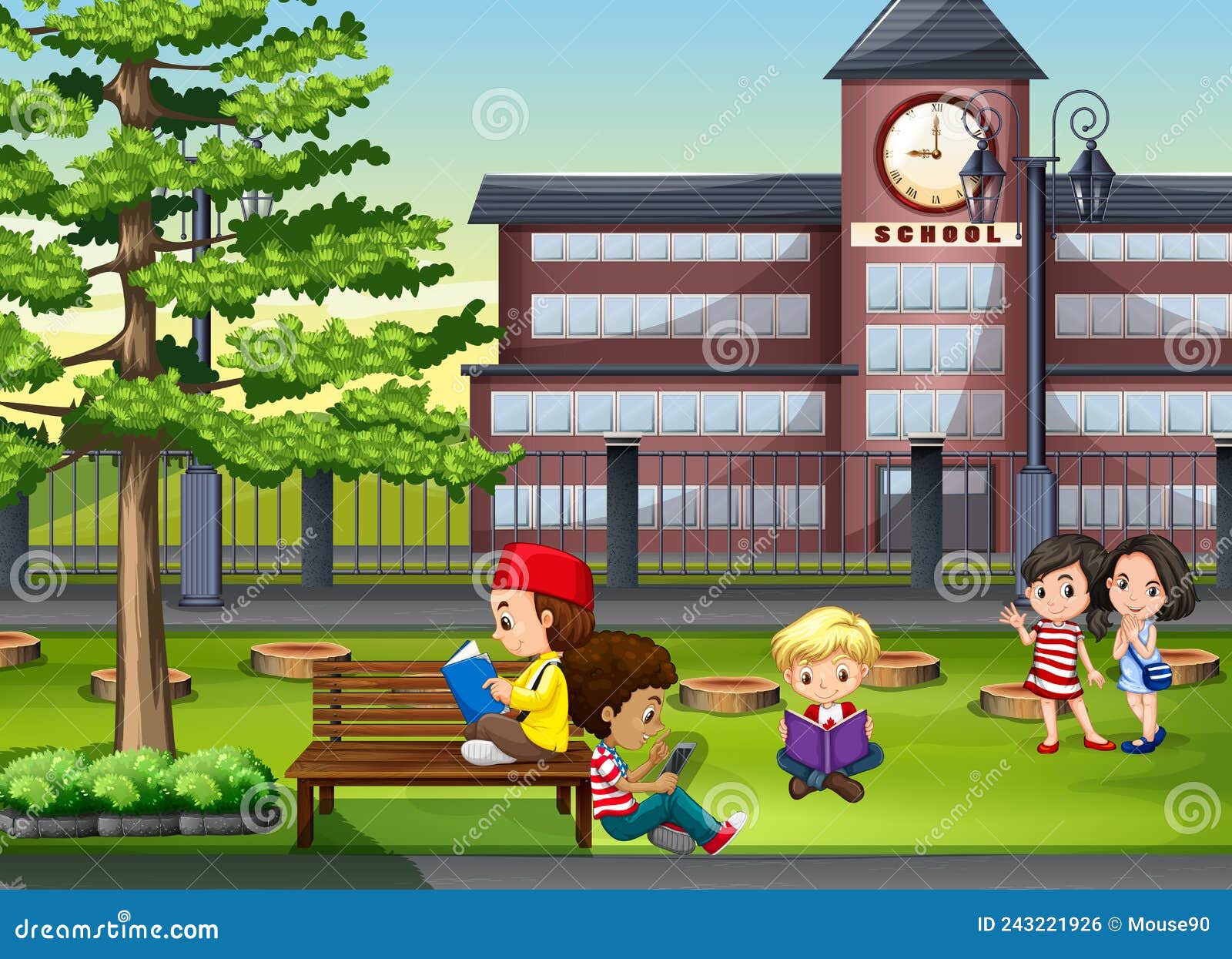 Children Hanging Out at the School Ground Stock Vector - Illustration ...
