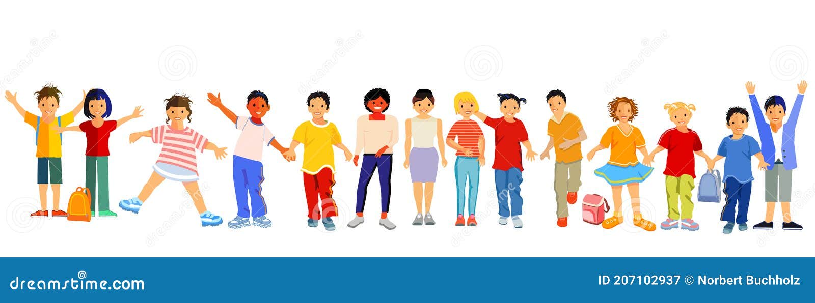 Children Happily Together, Illustration Stock Vector - Illustration of ...