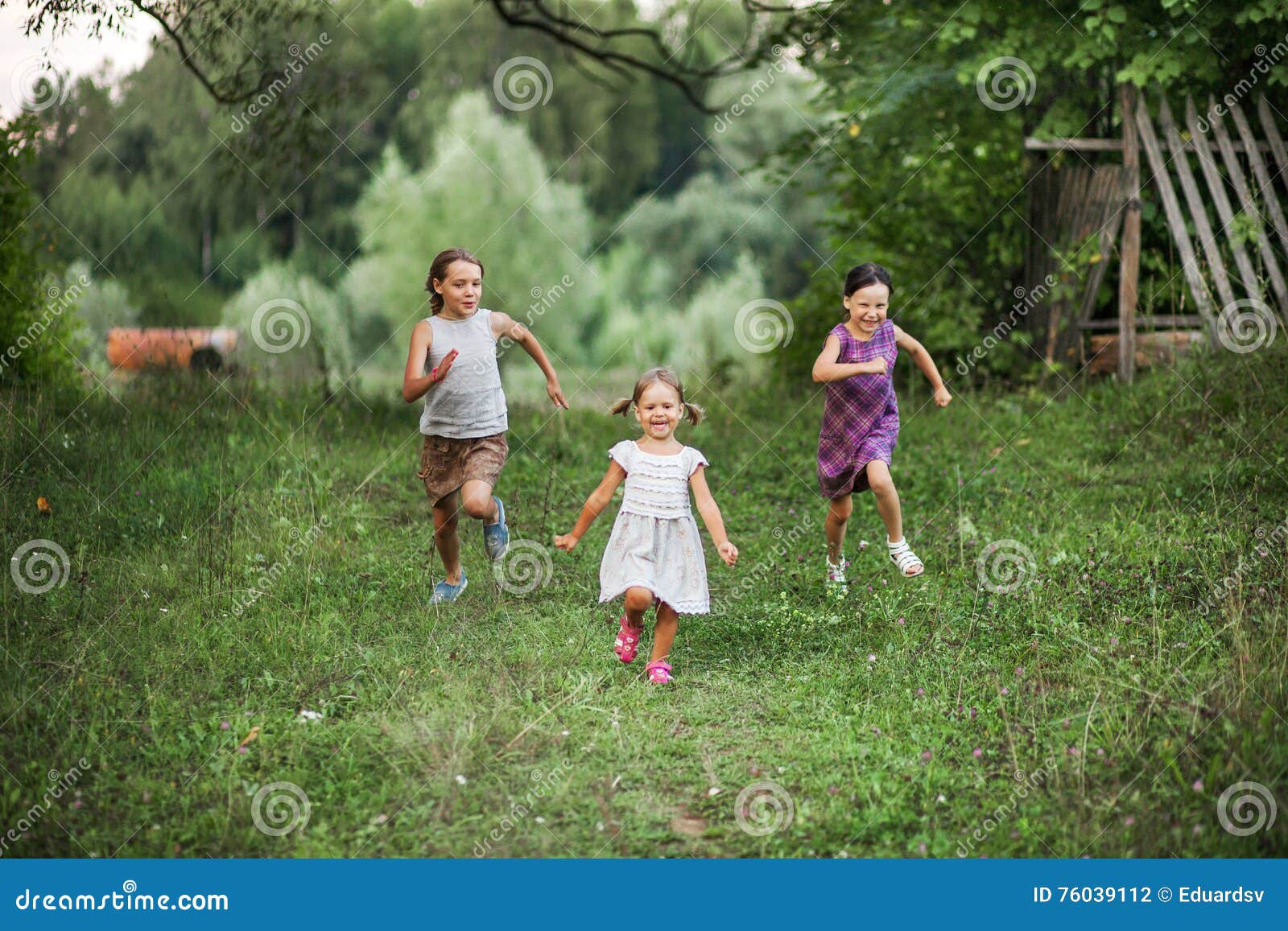 Children happy outdoors. stock photo. Image of face, smile - 76039112
