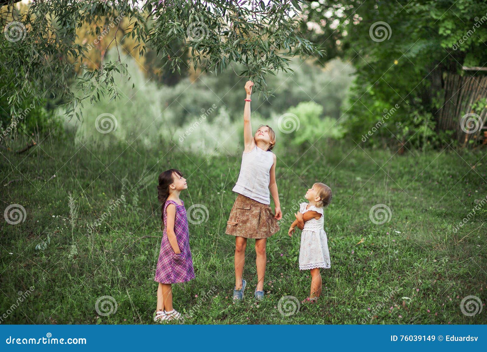 Children happy outdoors. stock image. Image of little - 76039149