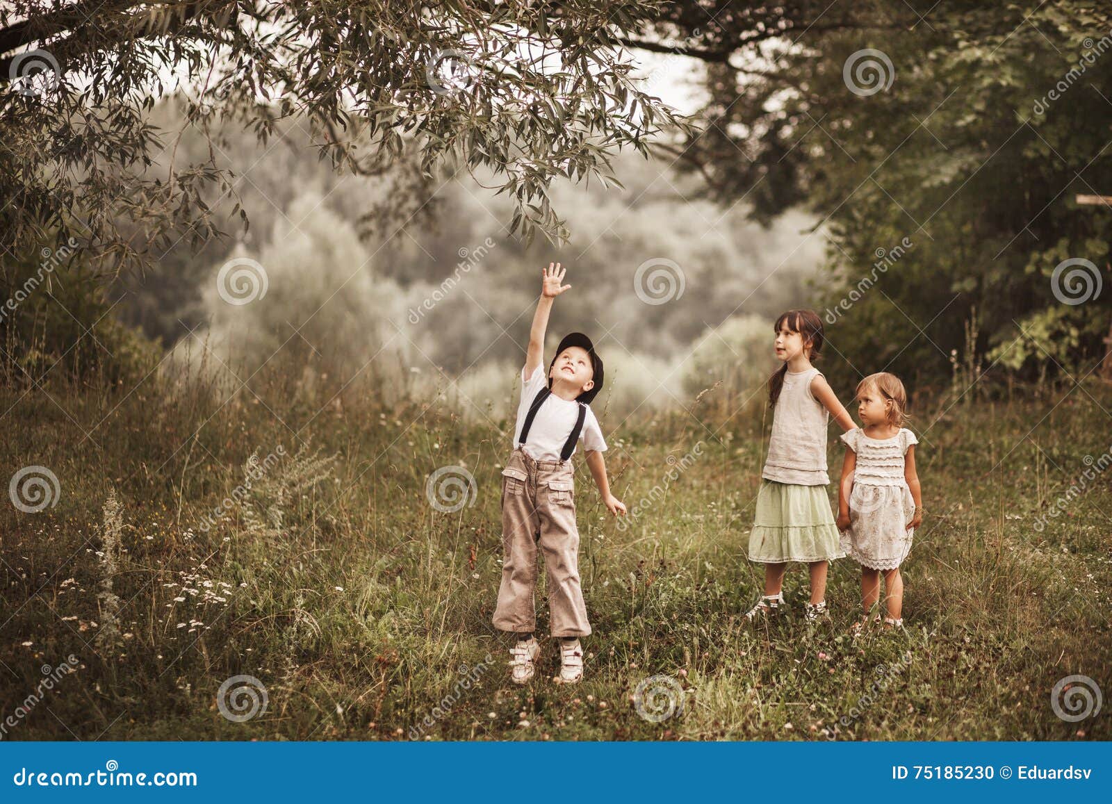 Children happy outdoors. stock photo. Image of little - 75185230