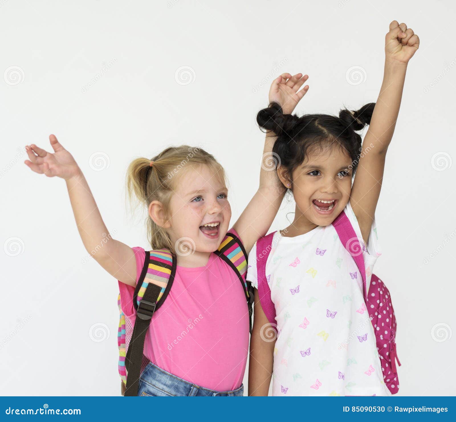 Children Happy Shouting Hands Up Portrait Concept Stock Photo - Image ...