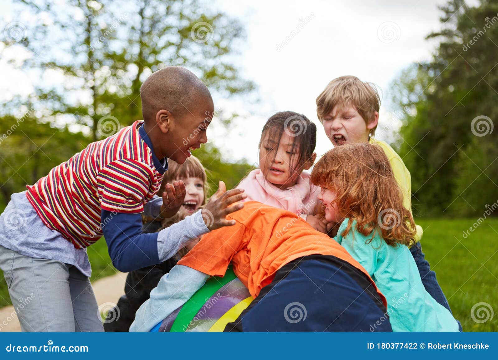 Children Have Fun Competing for a Ball Stock Photo - Image of active ...