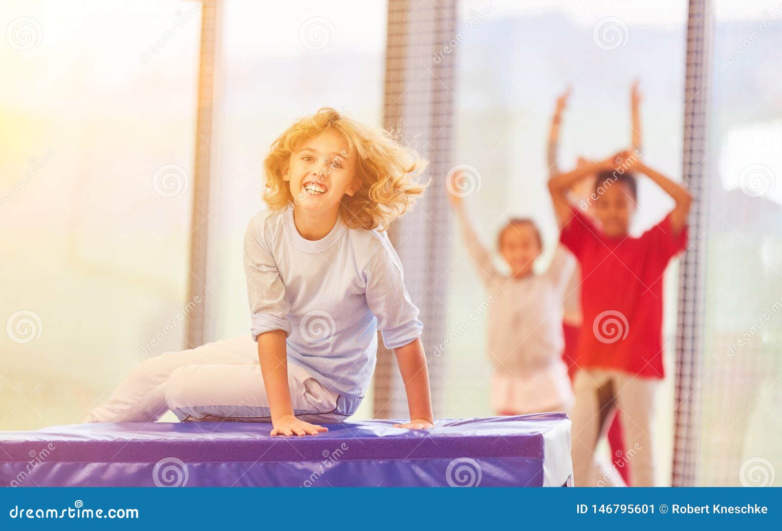 Children Have Fun in Physical Education Stock Image - Image of sporty ...