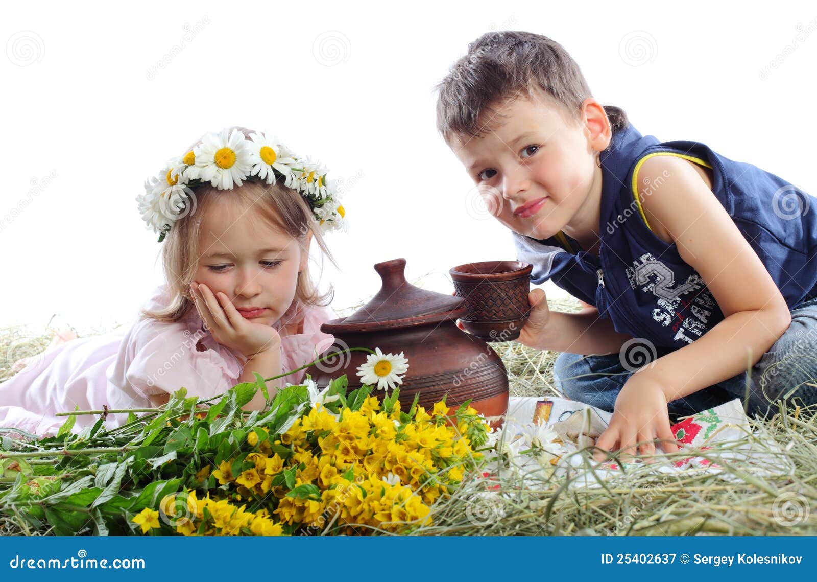 Children Have a Rest Outdoors and Drink Milk Stock Image - Image of ...