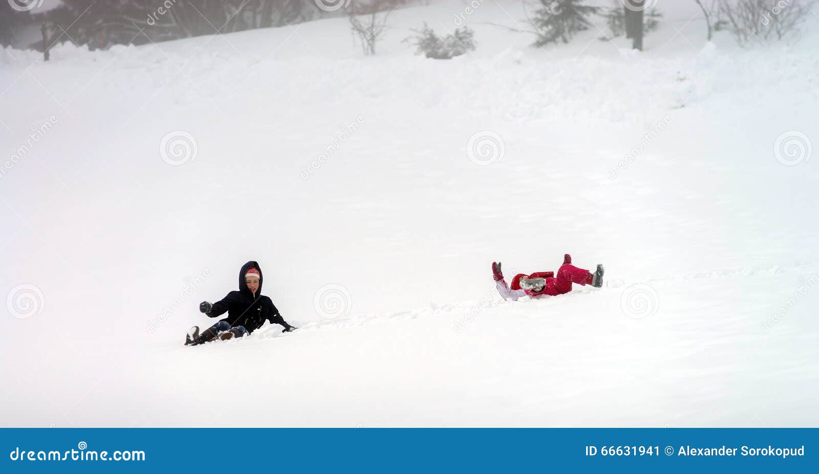 Children Have a Roll in the Snow Stock Image - Image of showers, blast ...