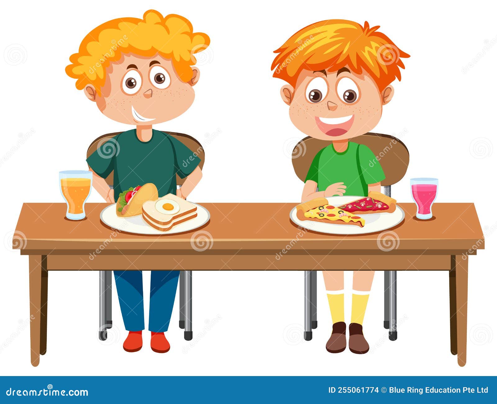 Children Having Breakfast on the Table Stock Vector - Illustration of ...
