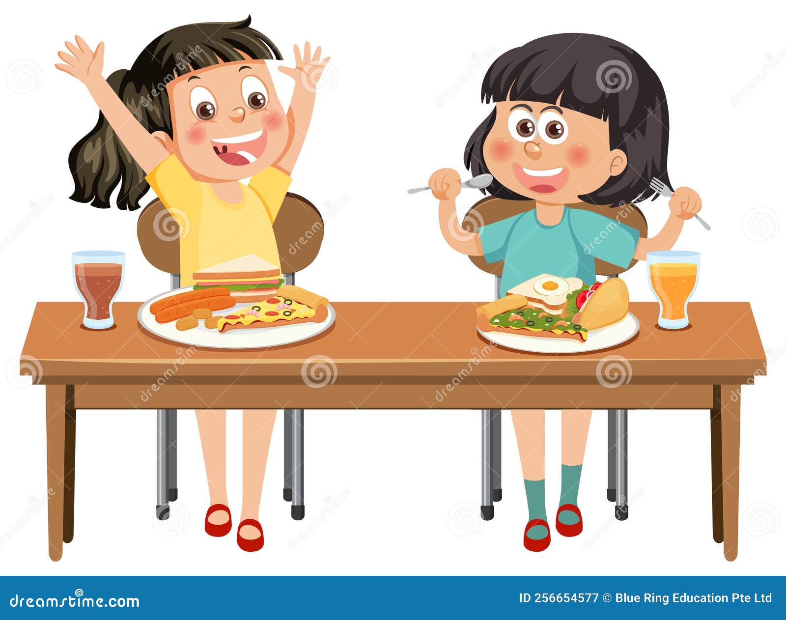 Children Having Breakfast on the Table Stock Vector - Illustration of ...