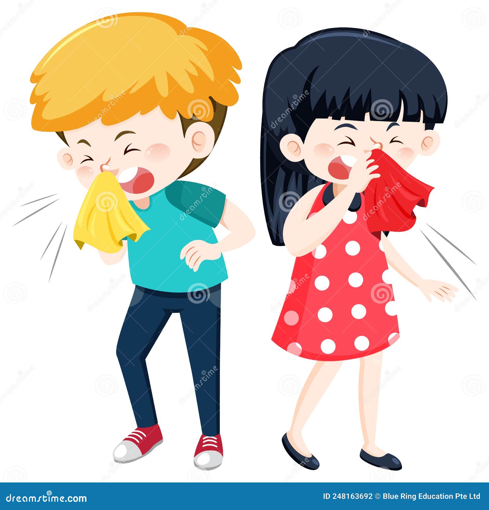 Children Having a Cold on White Background Stock Vector - Illustration ...