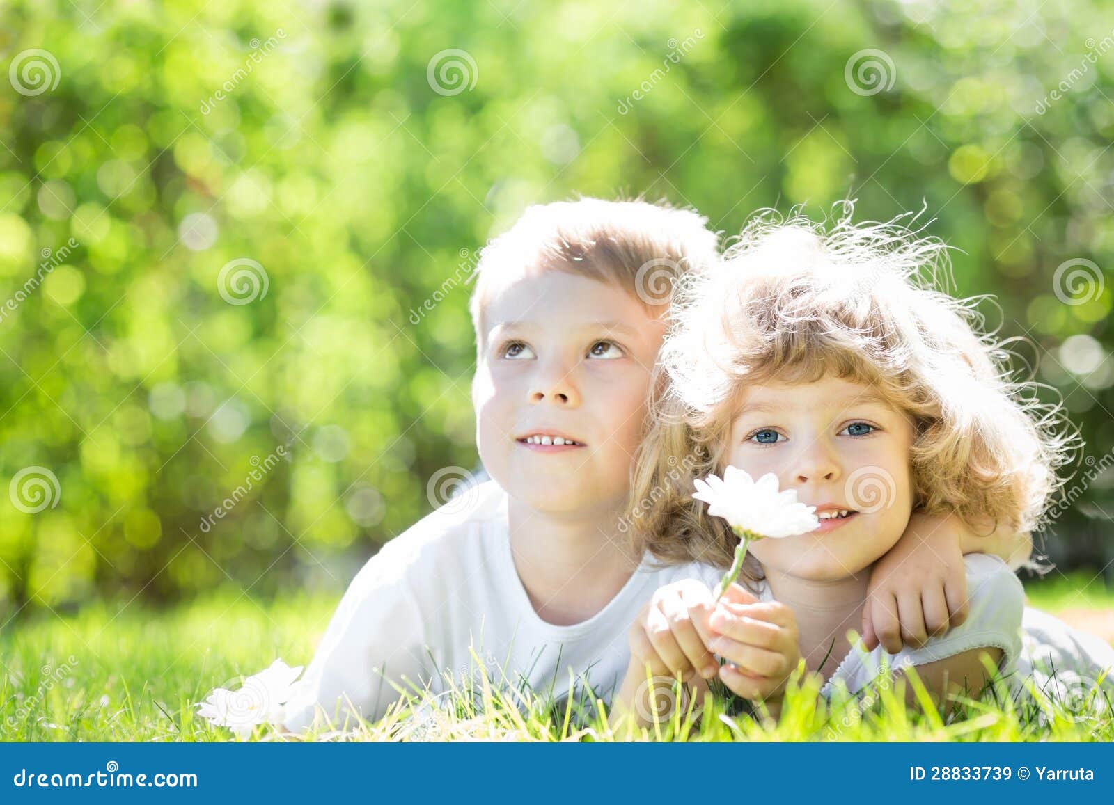 Children having fun stock image. Image of kids, green - 28833739