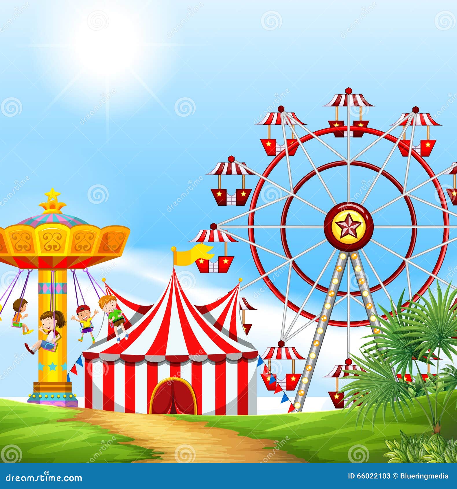 Children Having Fun at the Carnival Stock Vector - Illustration of ...