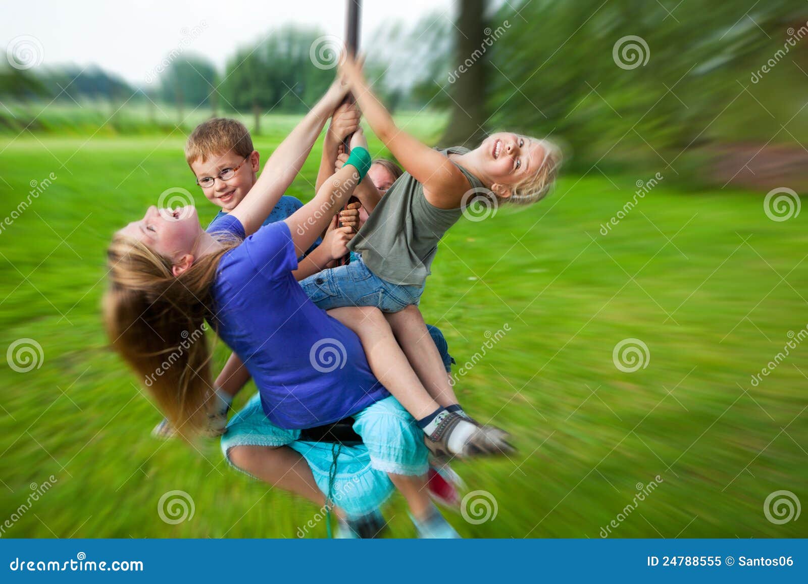 Children Having Fun with Flying Fox Stock Image - Image of ropeslide ...