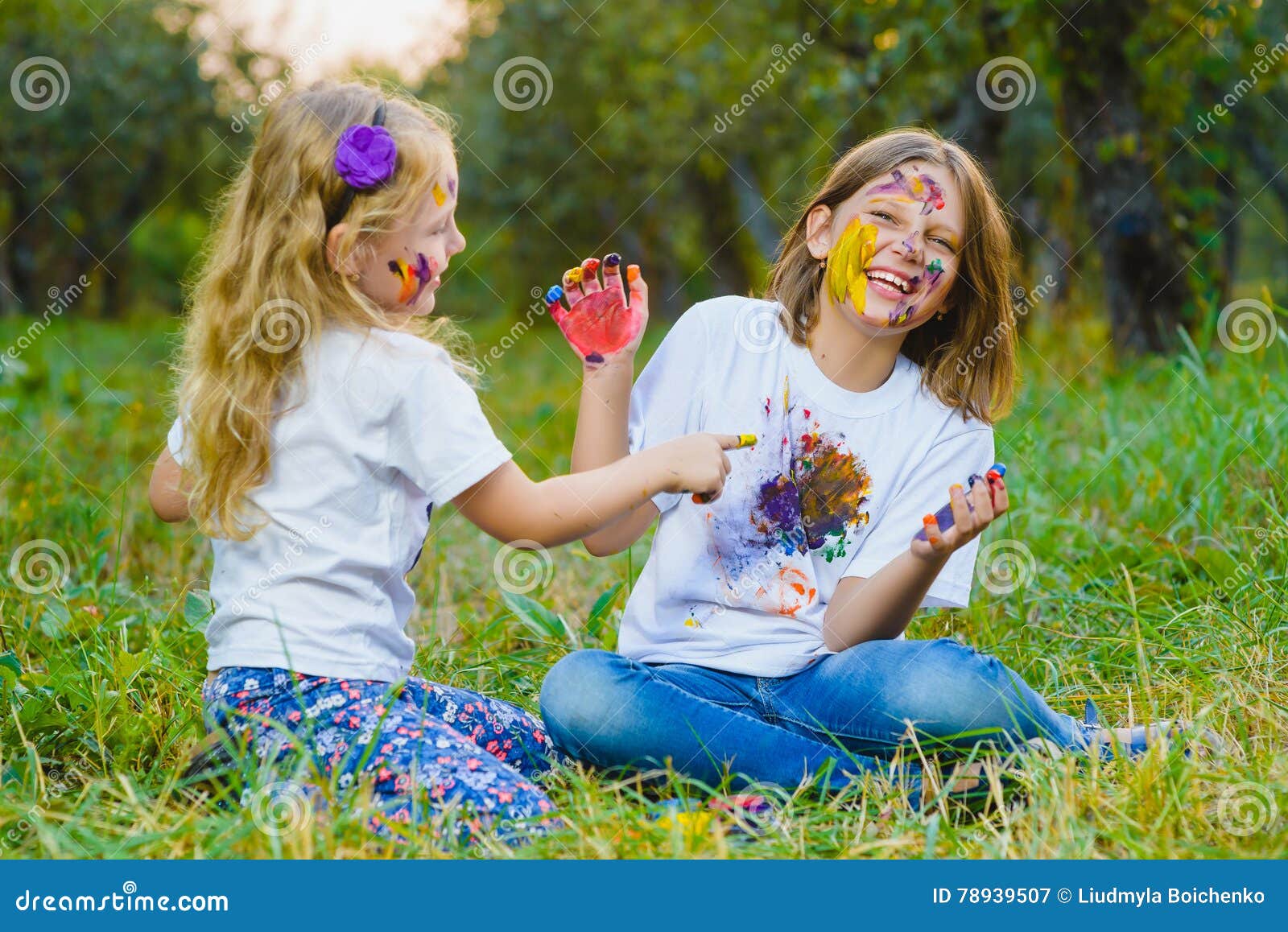 Children Having Fun Painting with Finger Paint Stock Image - Image of ...