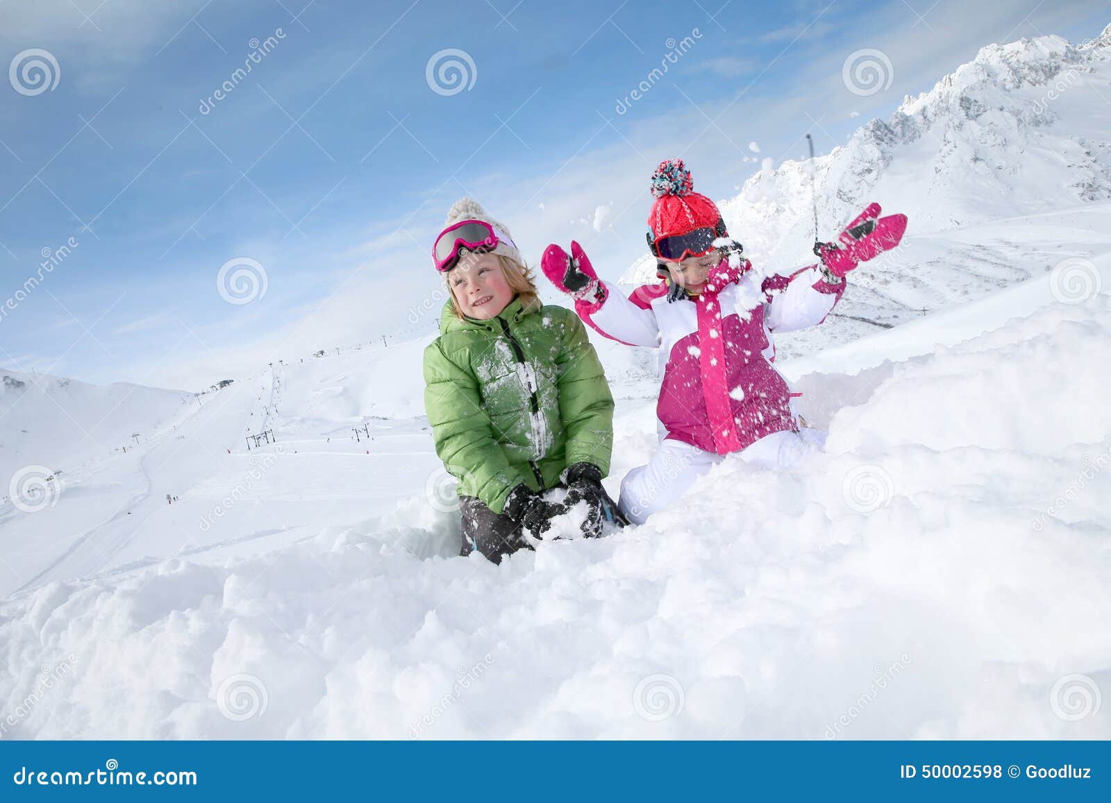 Children Having Fun in the Snow Stock Photo - Image of young, throwing ...