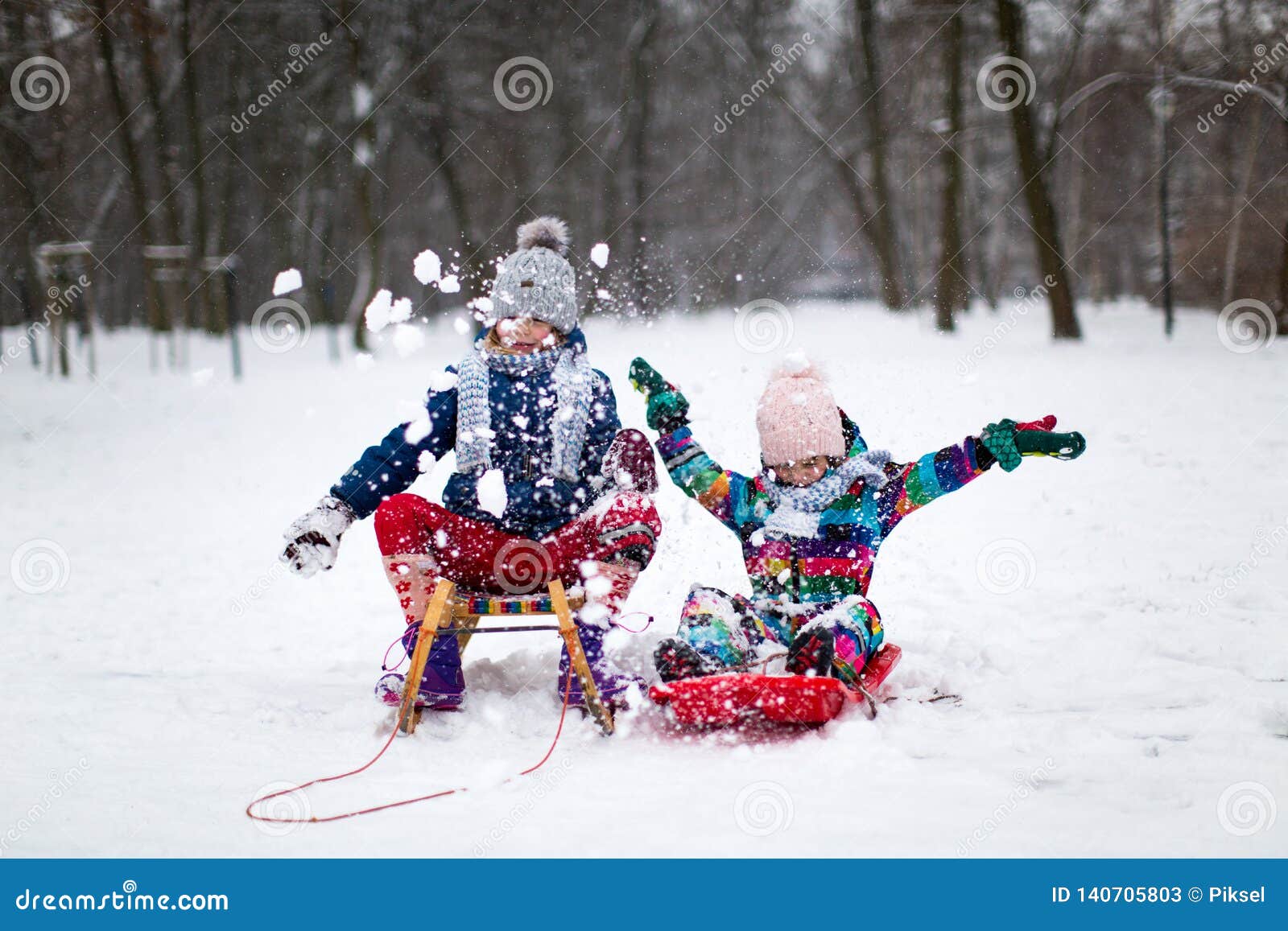 Children Having Fun in the Snow Stock Image - Image of happy, playful ...