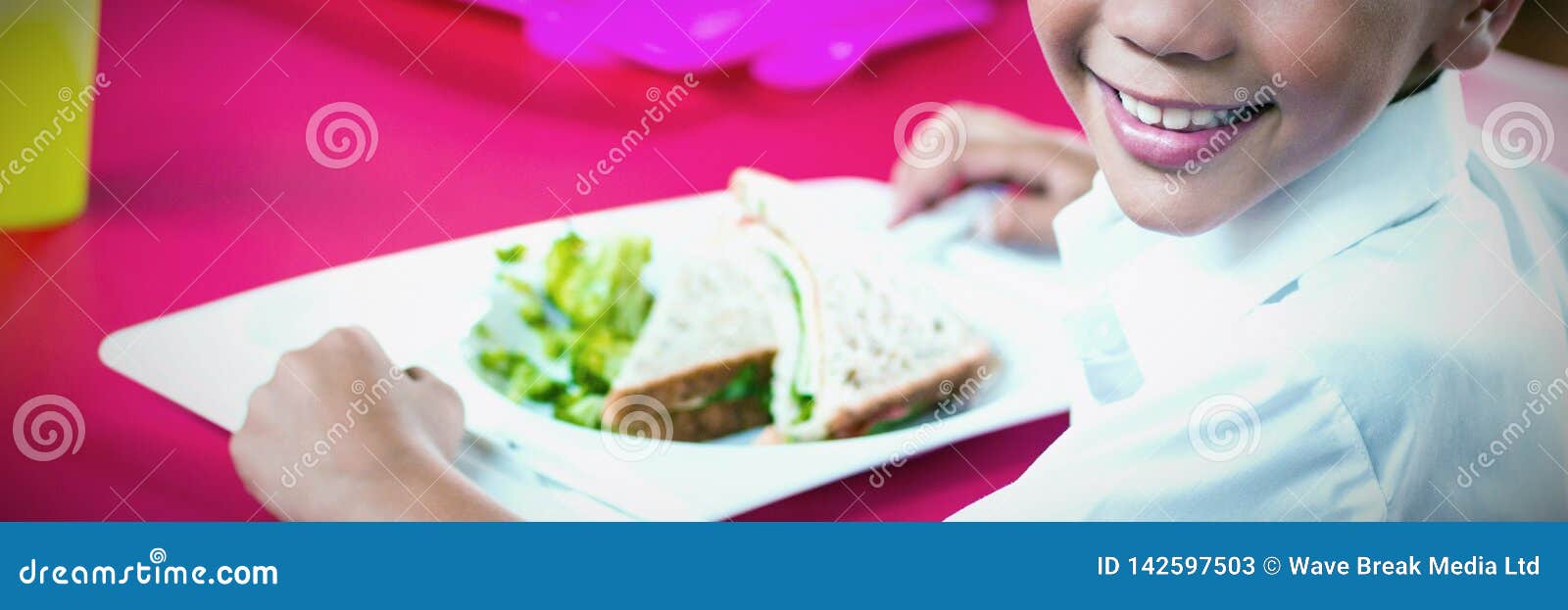 Children Having Lunch during Break in Cafeteria Stock Image - Image of ...