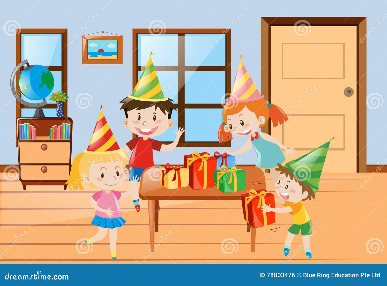 Children Having Party at Home Stock Vector - Illustration of pupil ...
