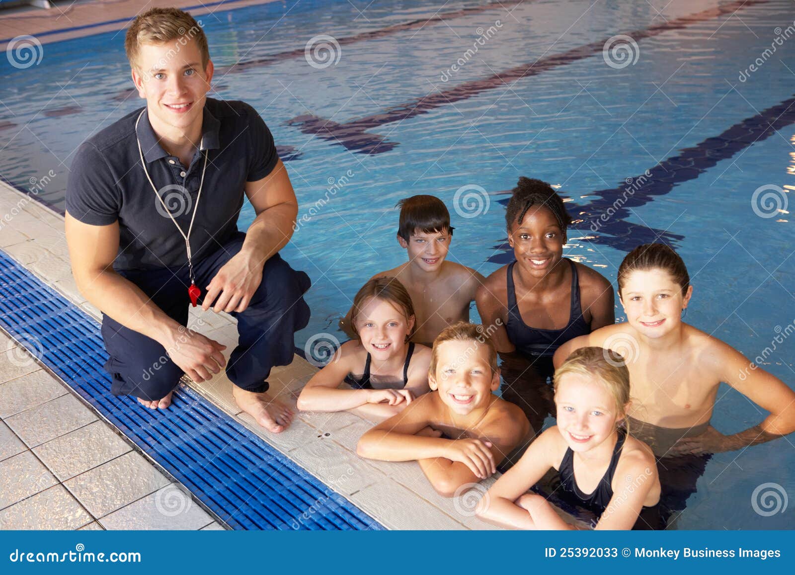 Children Having Swimming Lesson Stock Image - Image of confidence ...