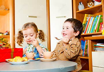 Children having tea stock photo. Image of party, kids - 11555166