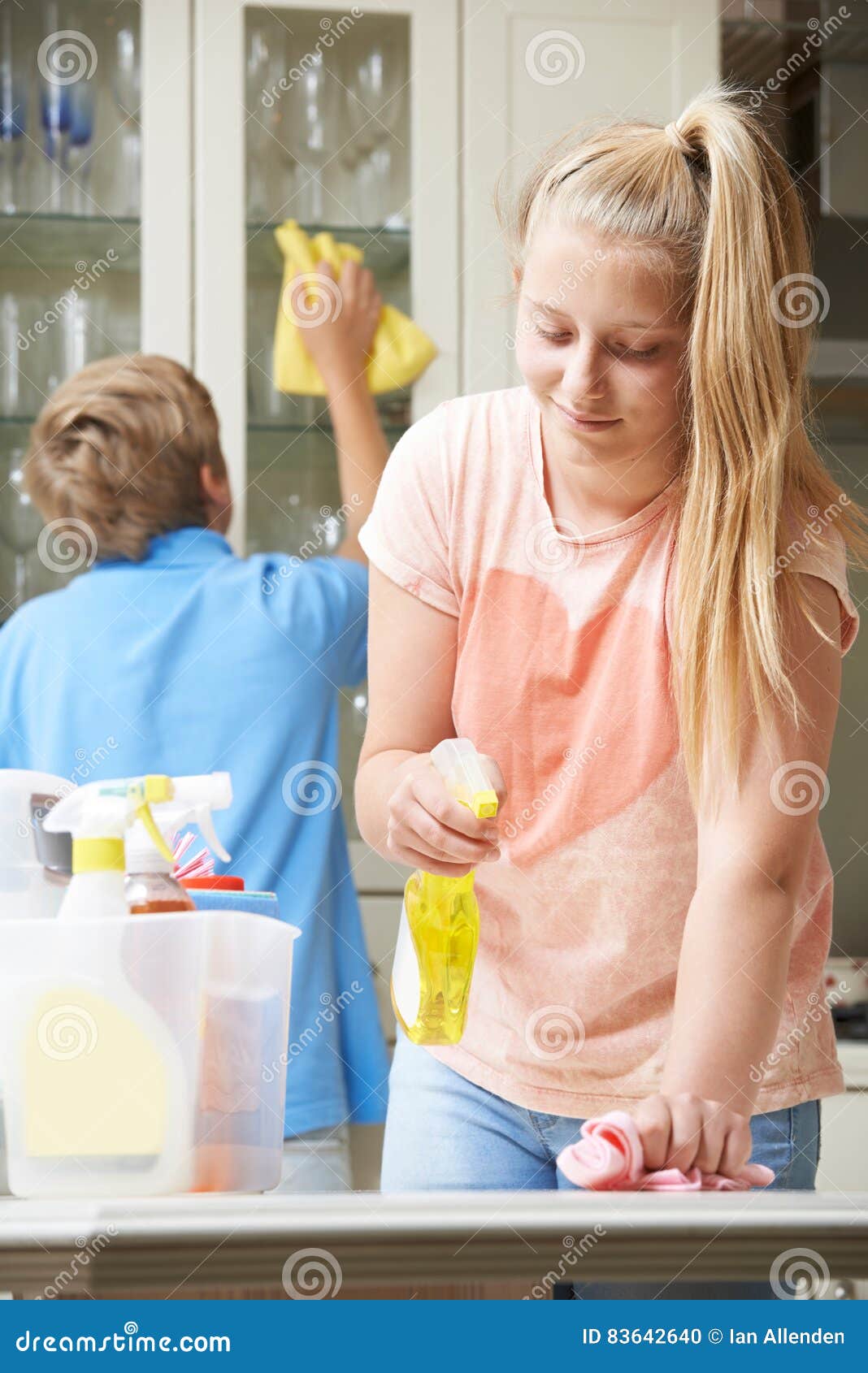 Children Helping To Clean House Stock Photo - Image of clean, smiling ...