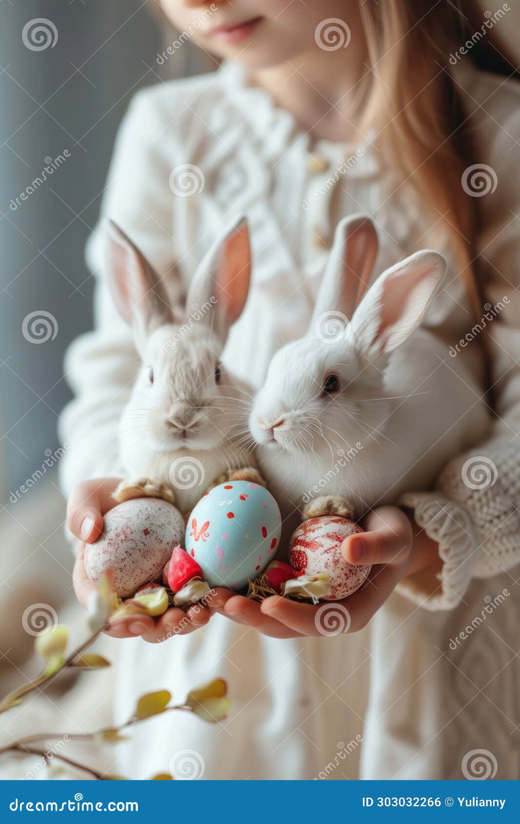 Children Hold Cute Rabbit and Easter Eggs Stock Photo - Image of eggs ...