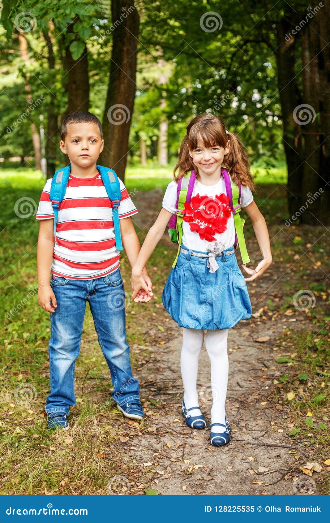 Children Hold Hands. Students Go To School Stock Image - Image of ...
