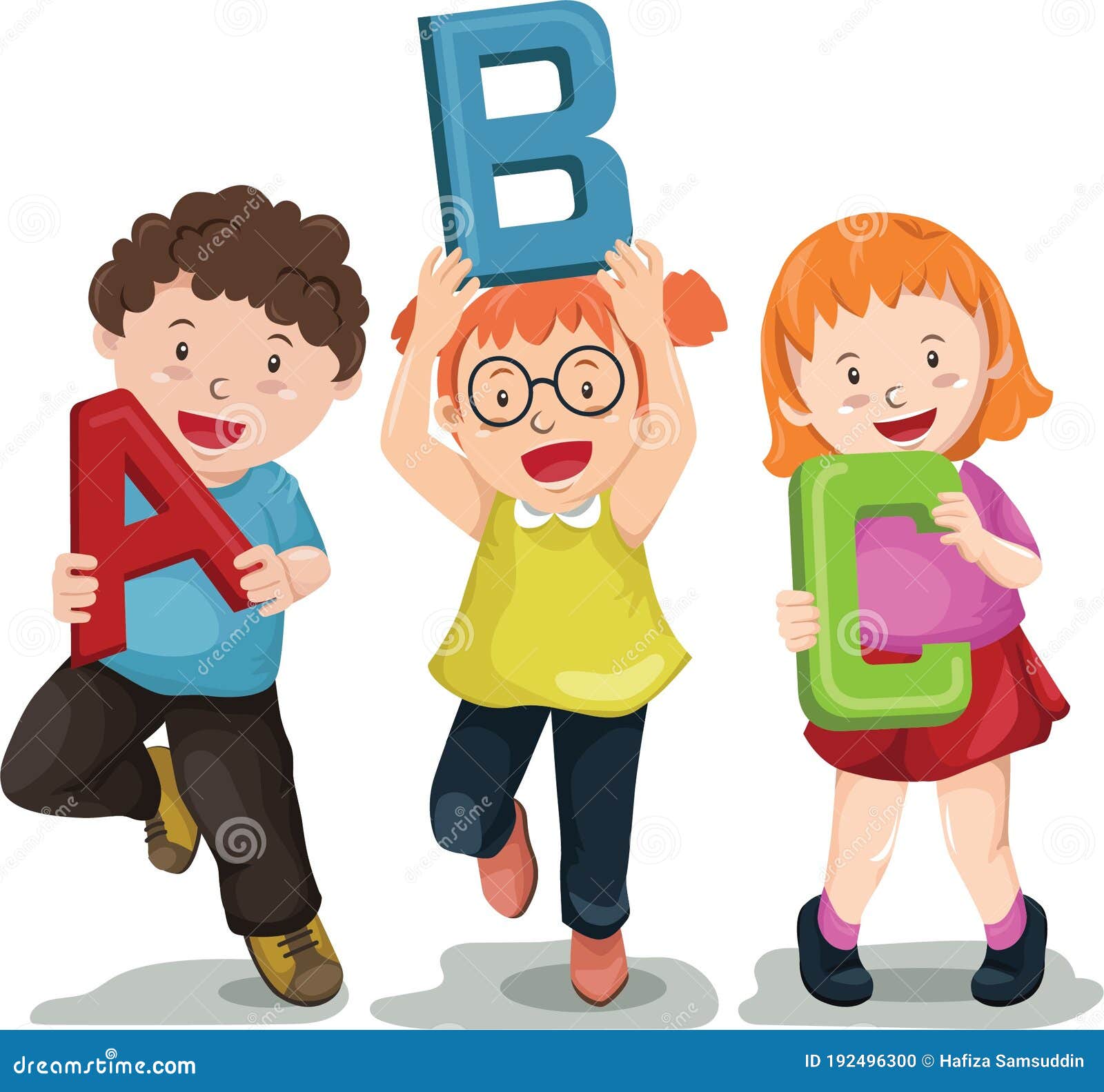 Children Holding Abc Letters. Vector Illustration Decorative Design ...