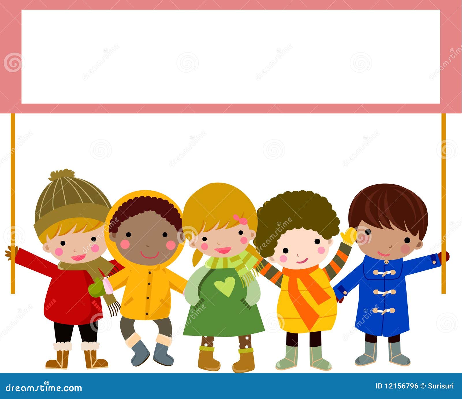 Children holding banner stock vector. Illustration of holding - 12156796