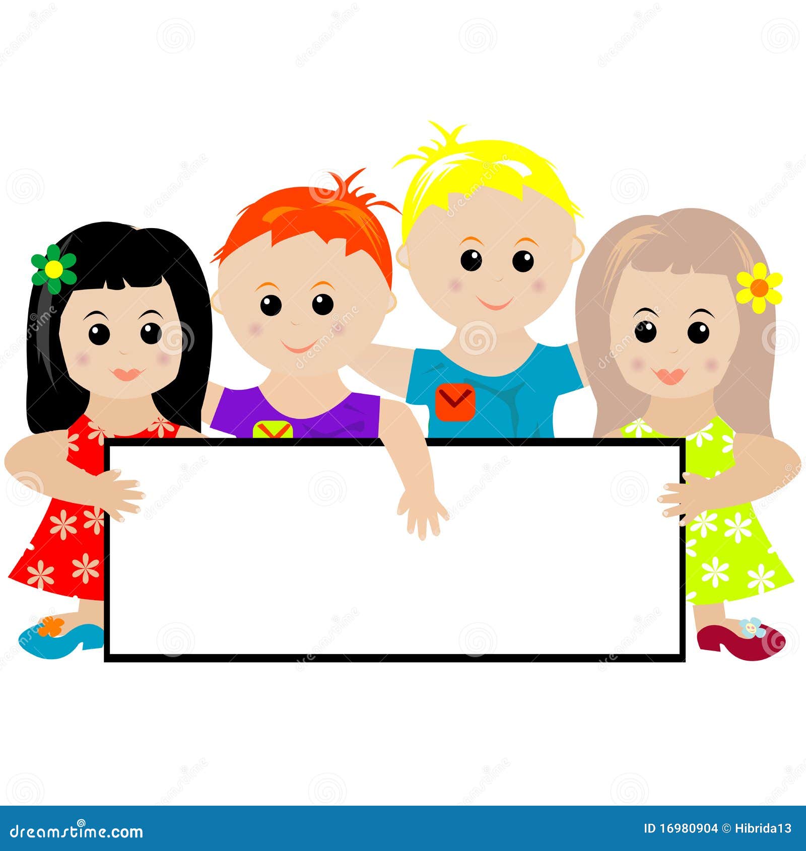 Children holding a banner stock illustration. Illustration of little ...