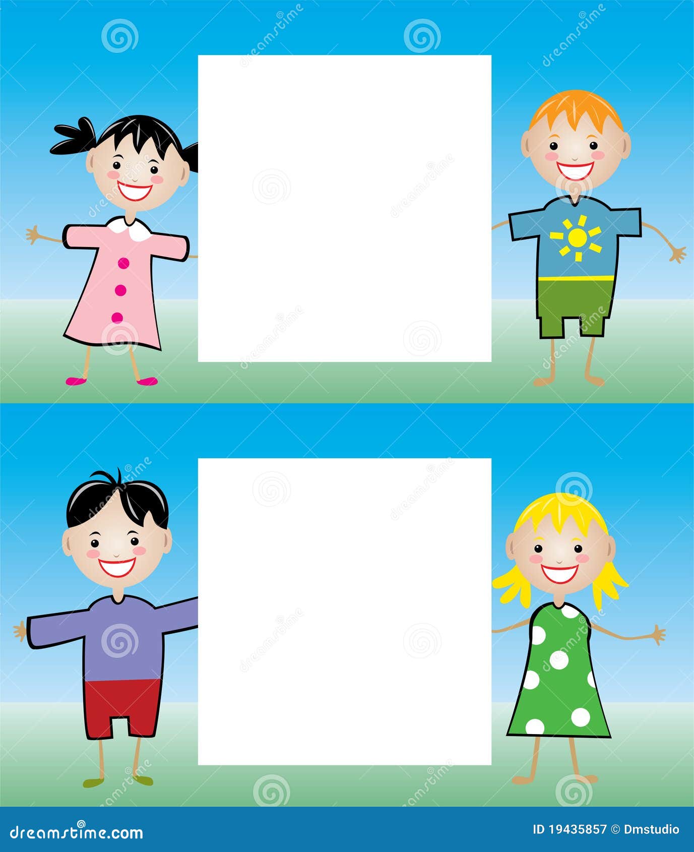 Children Holding Blank Paper Stock Vector - Illustration of diversity ...