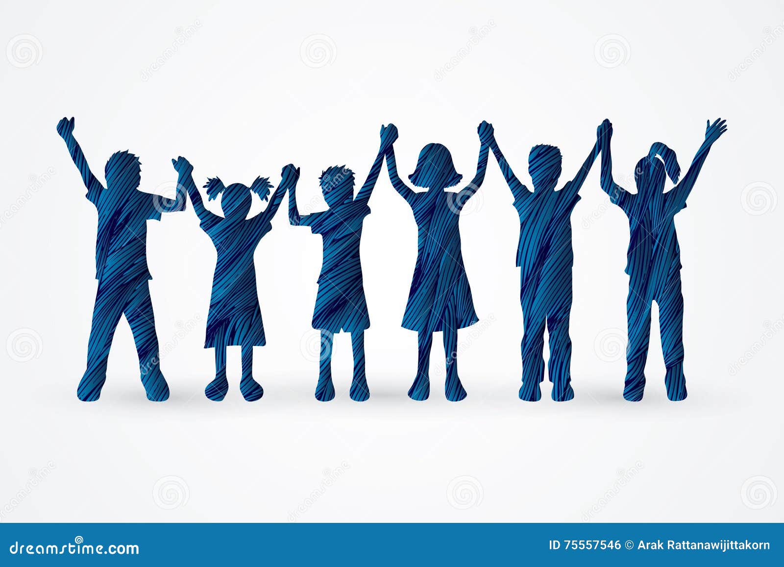 Children holding hand stock vector. Illustration of happy - 75557546