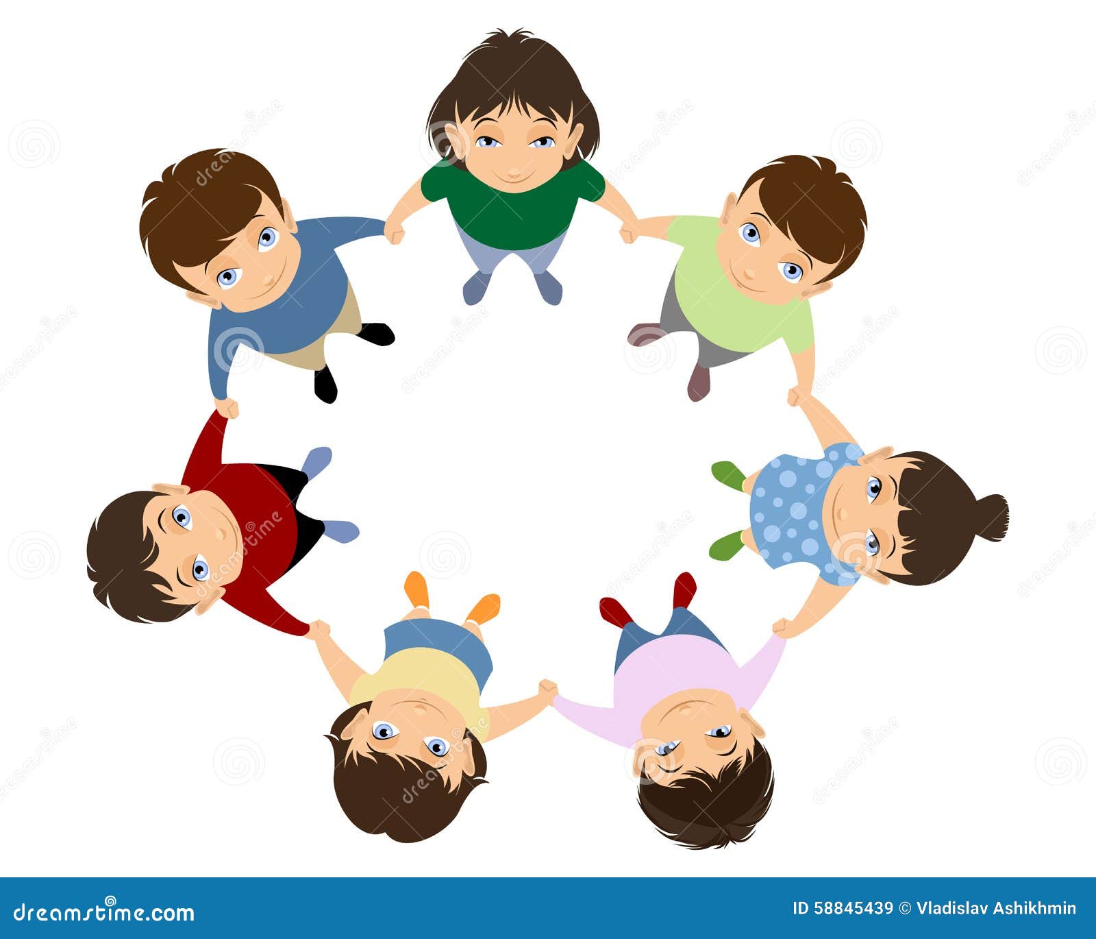 Children Holding Hands Cartoon Vector | CartoonDealer.com #58845439
