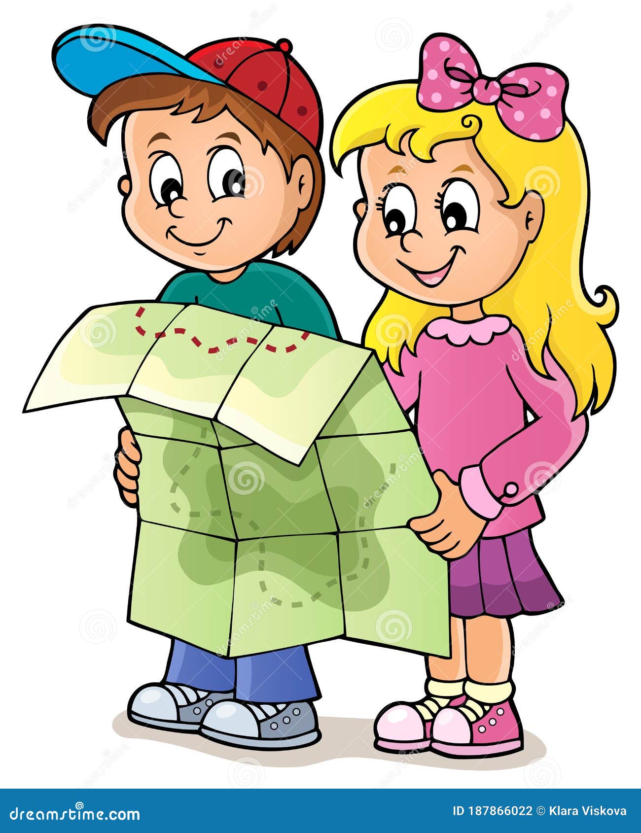 Children Holding Map Theme Image 1 Stock Vector - Illustration of read ...