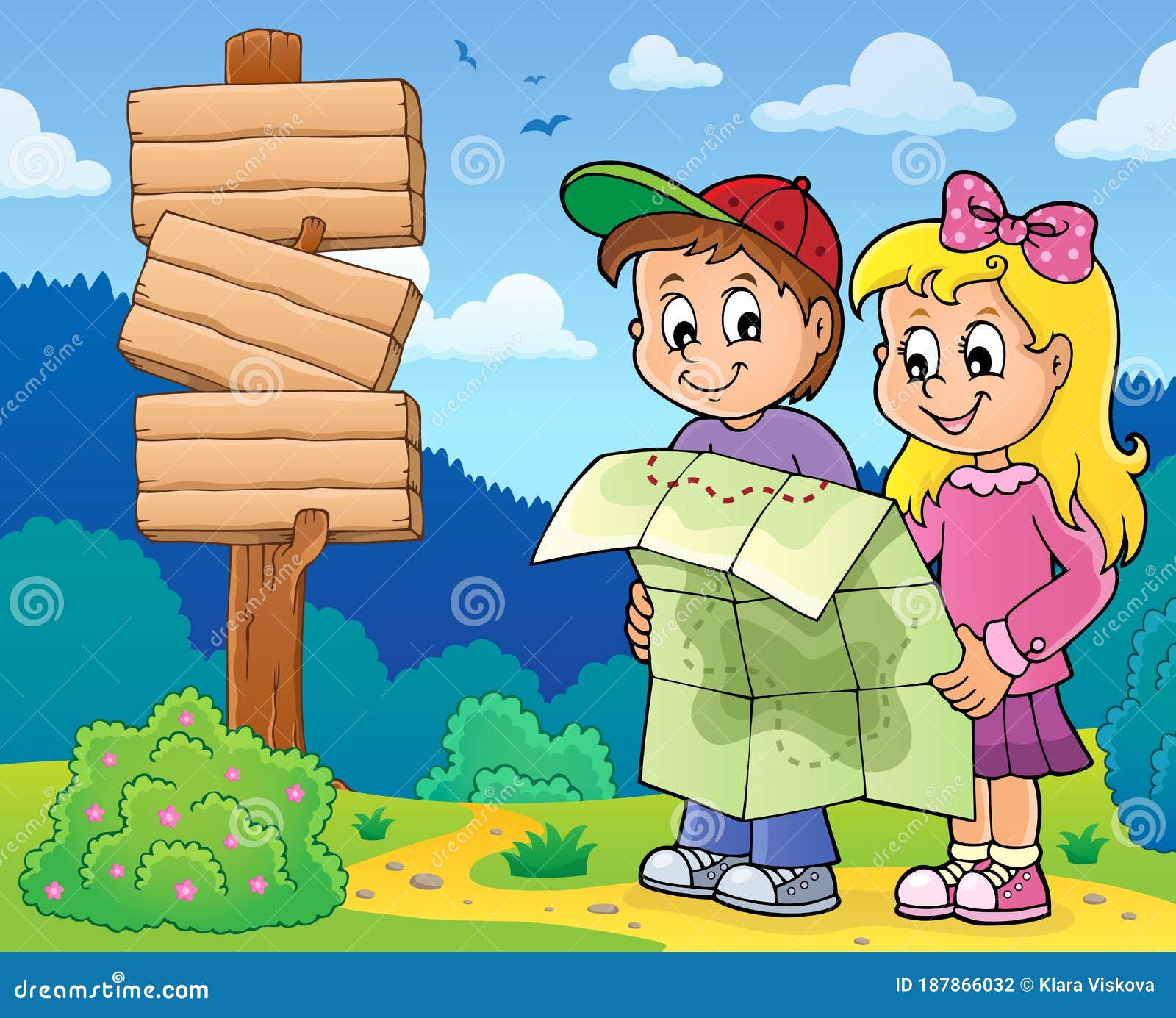 Children Holding Map Theme Image 4 Stock Vector - Illustration of kids ...