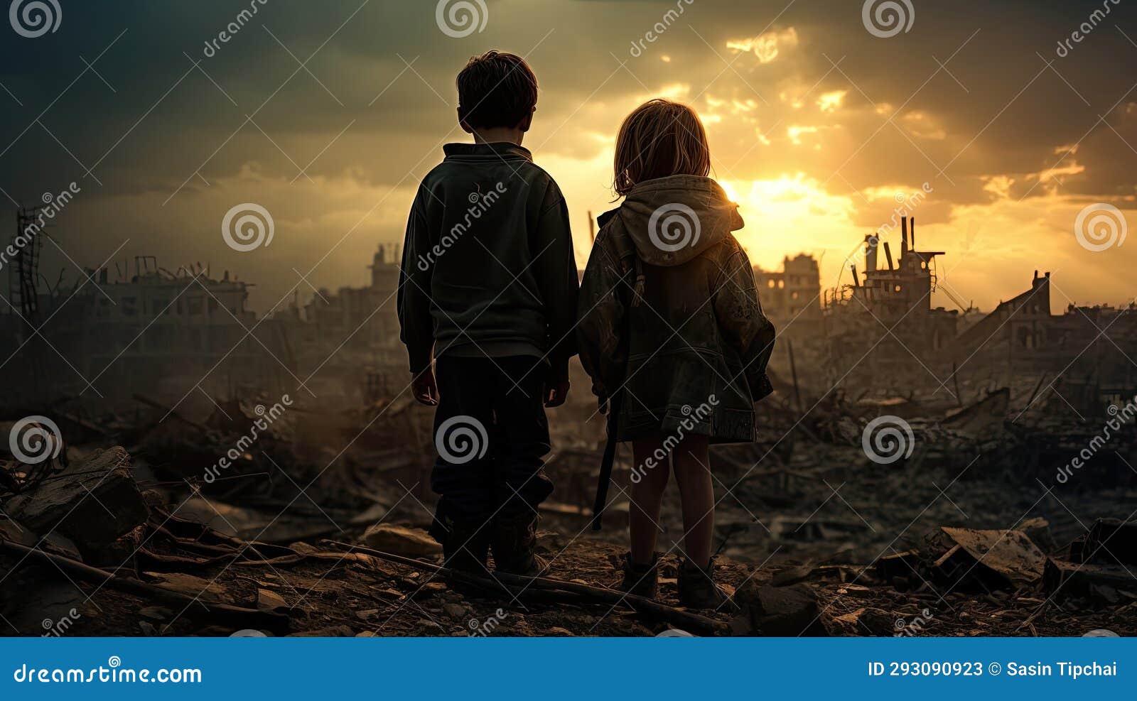 Children without a Home, Apocalypse, War Stock Illustration ...
