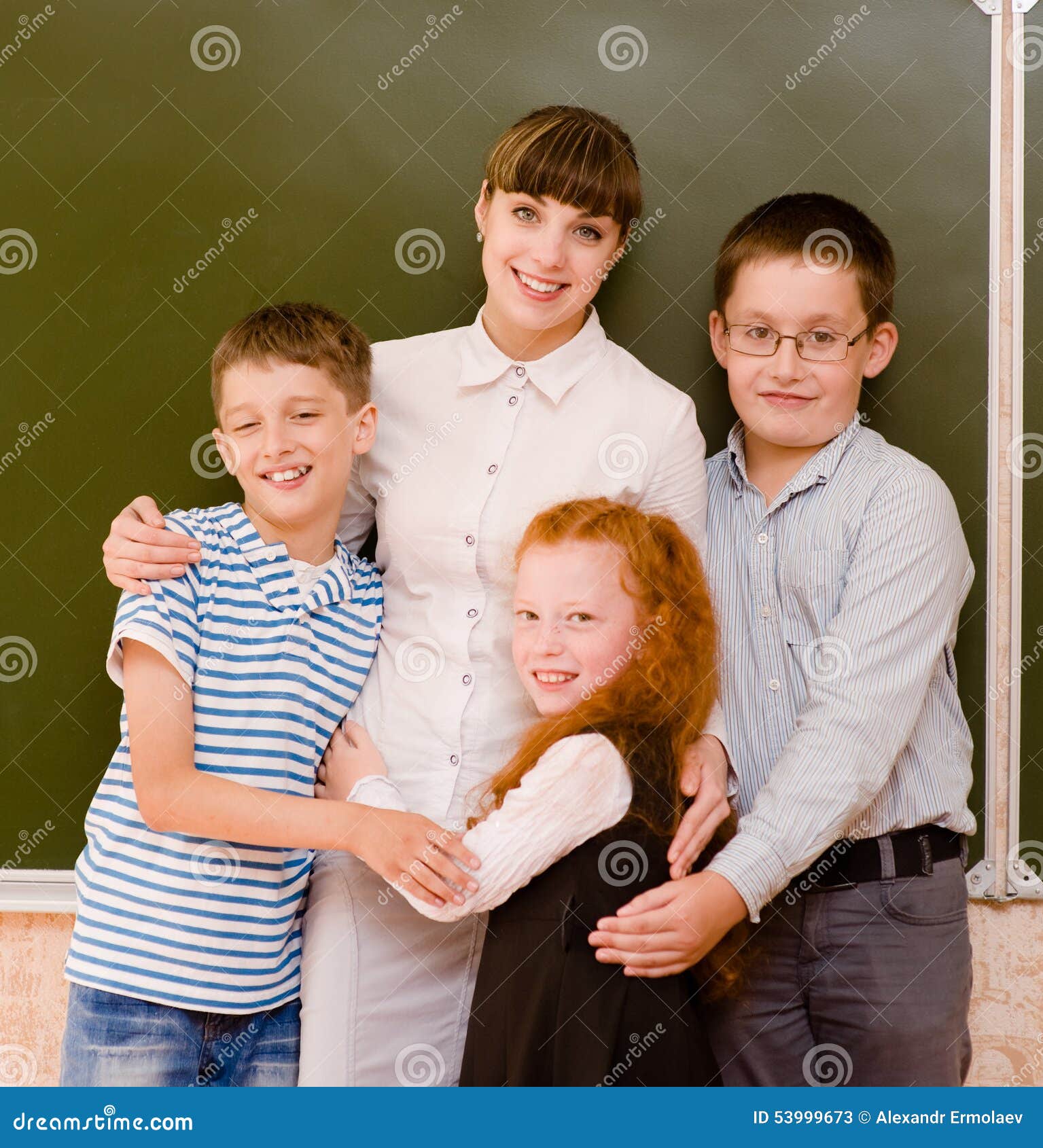 Children Hugging Their Teacher Stock Image - Image of girl, confident ...