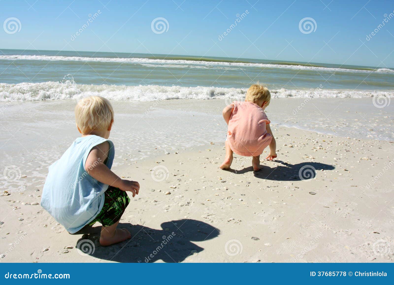 Children Hunting for Seashell at Beach Stock Photo - Image of florida ...