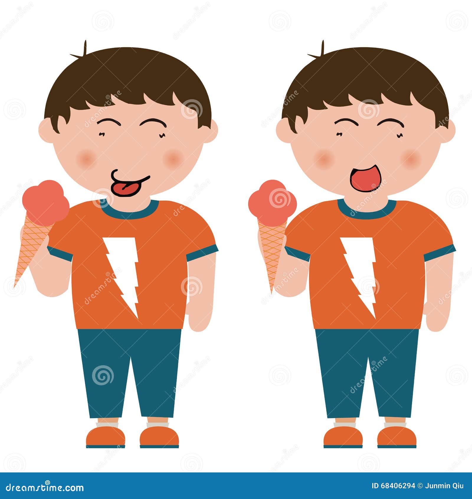 Children, ice cream stock illustration. Illustration of male - 68406294