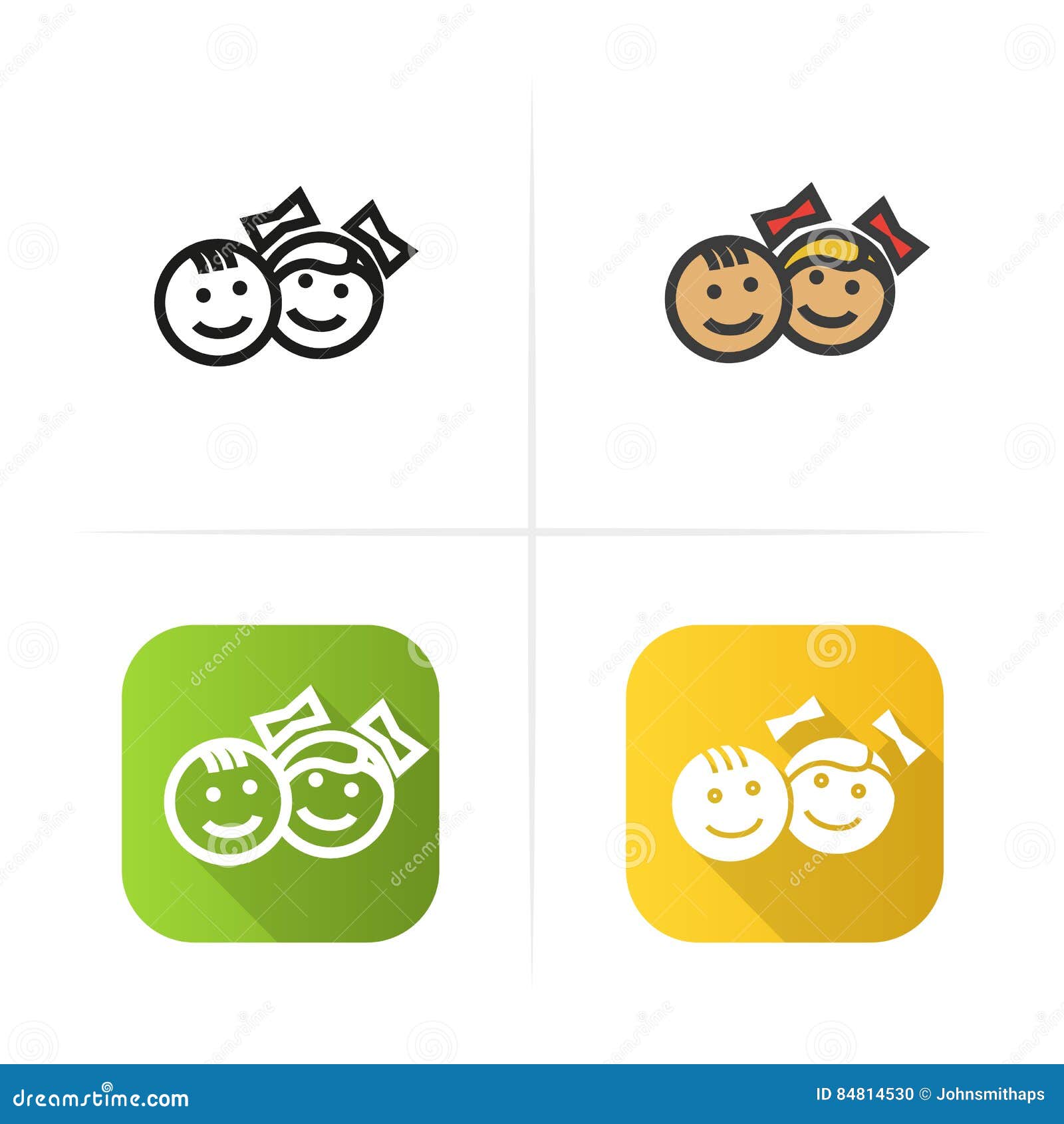 Children Icon. Flat Design, Linear Color Styles. Isolated Vector ...