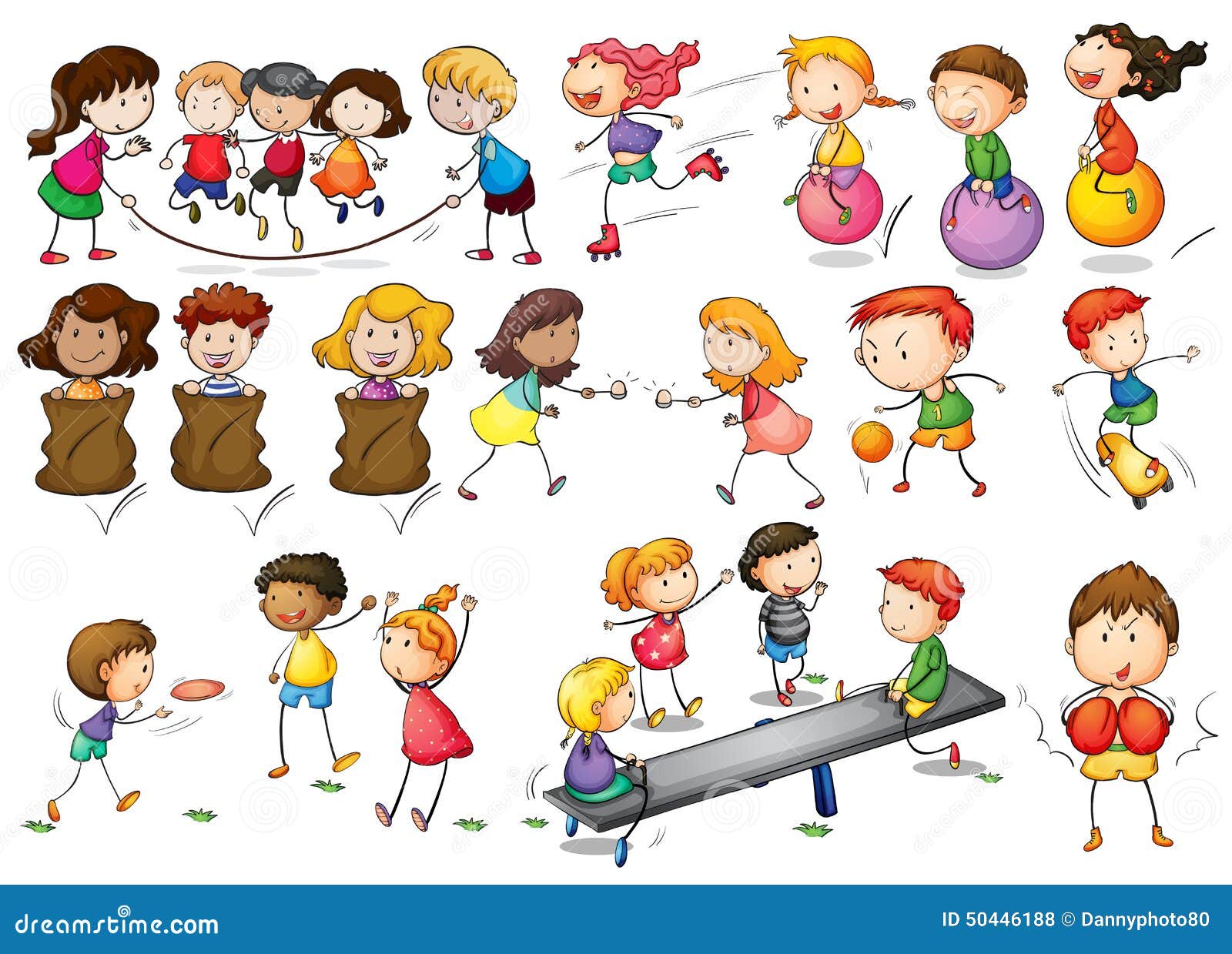 Cartoon Children Doing Many Sport Stock Illustrations – 45 Cartoon ...