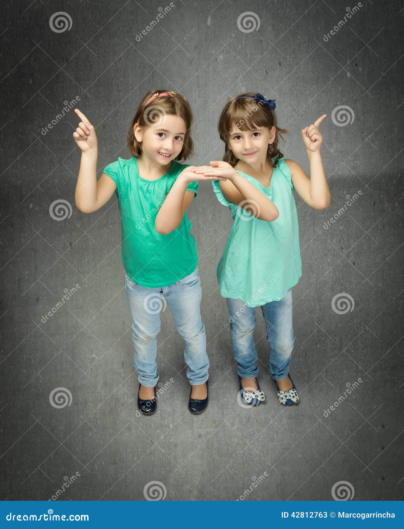 Children Indicated with Finger Stock Image - Image of presenting, gray ...
