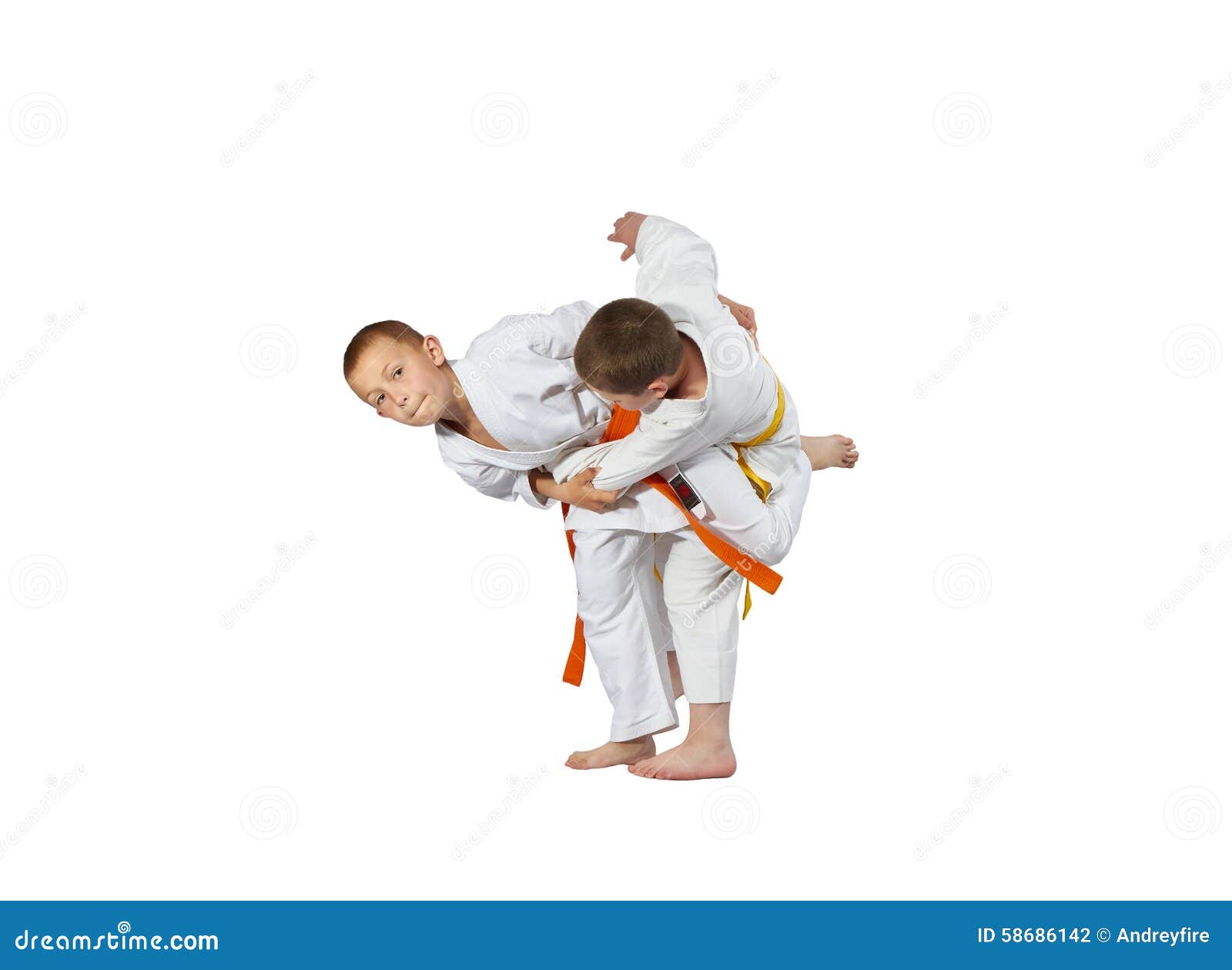 Children in Judogi are Training Judo Throws Stock Photo - Image of ...