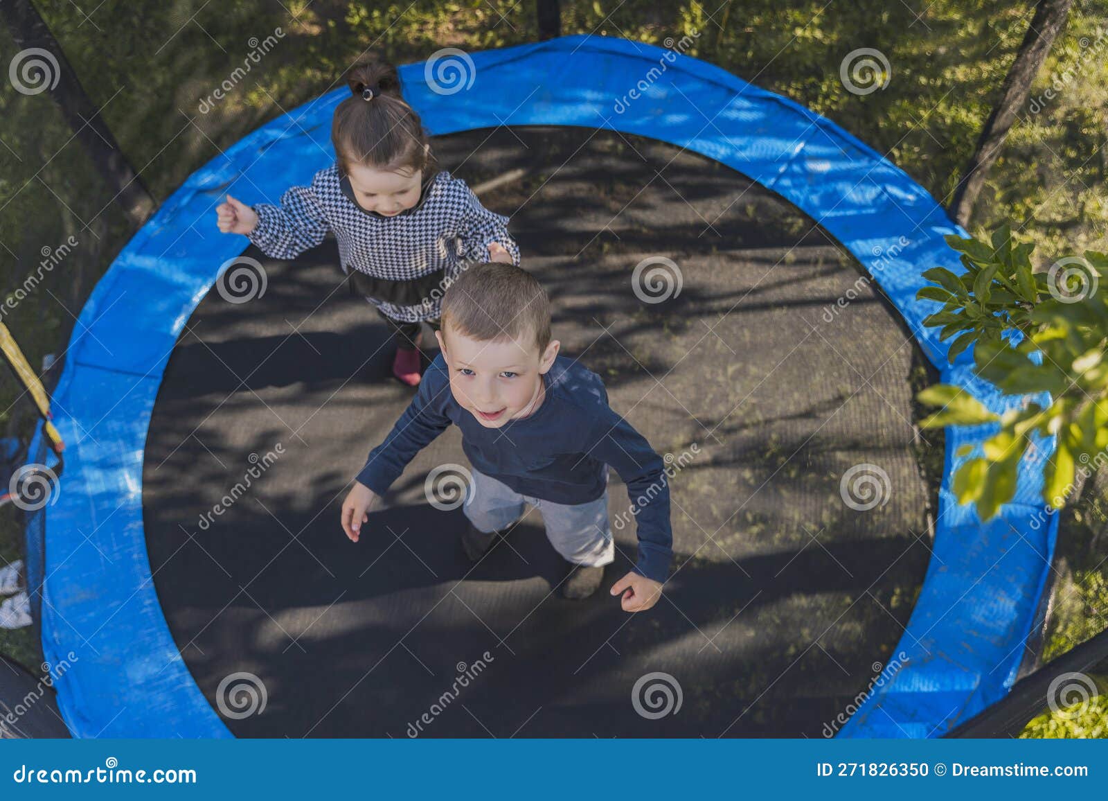 Children Jump on the Trampoline Stock Photo - Image of play, extreme ...