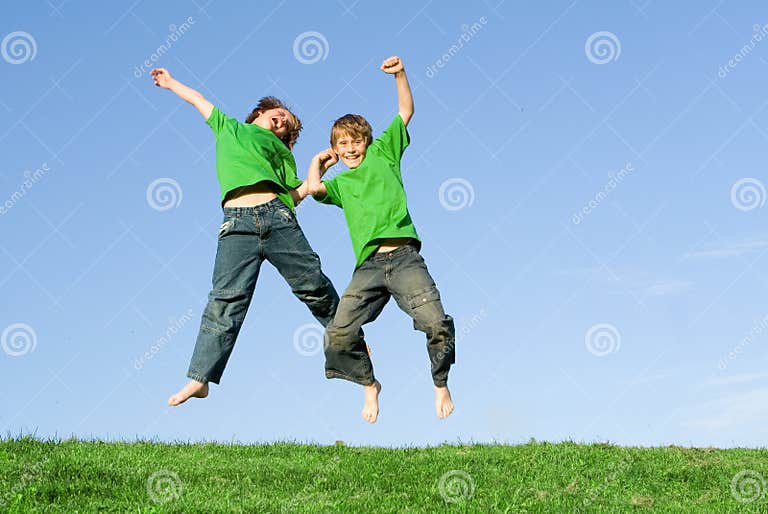 Children jumping stock image. Image of brothers, kids - 2279175