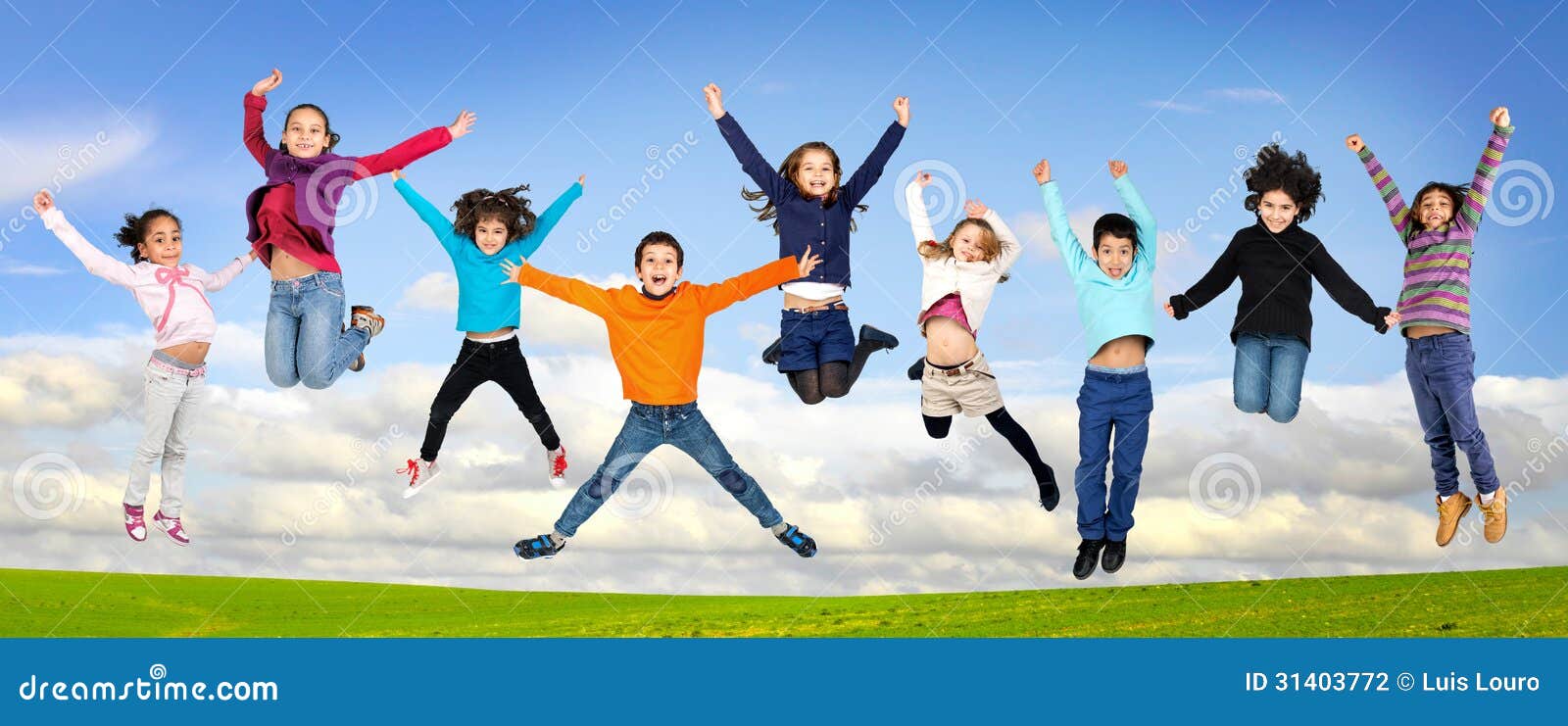 Children jumping stock photo. Image of person, girl, group - 31403772