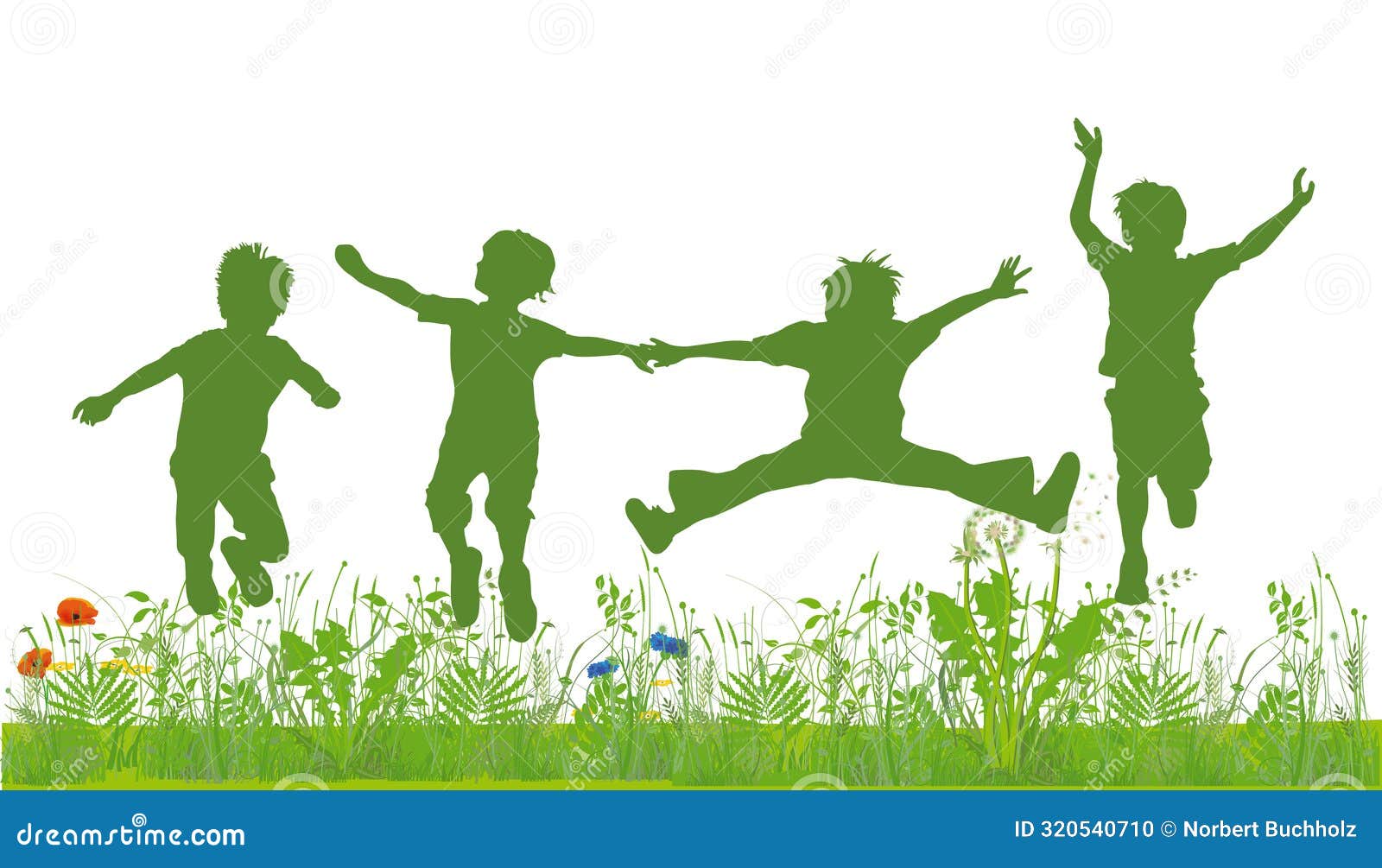 Children Jumping and Having Fun, Illustration Stock Vector ...