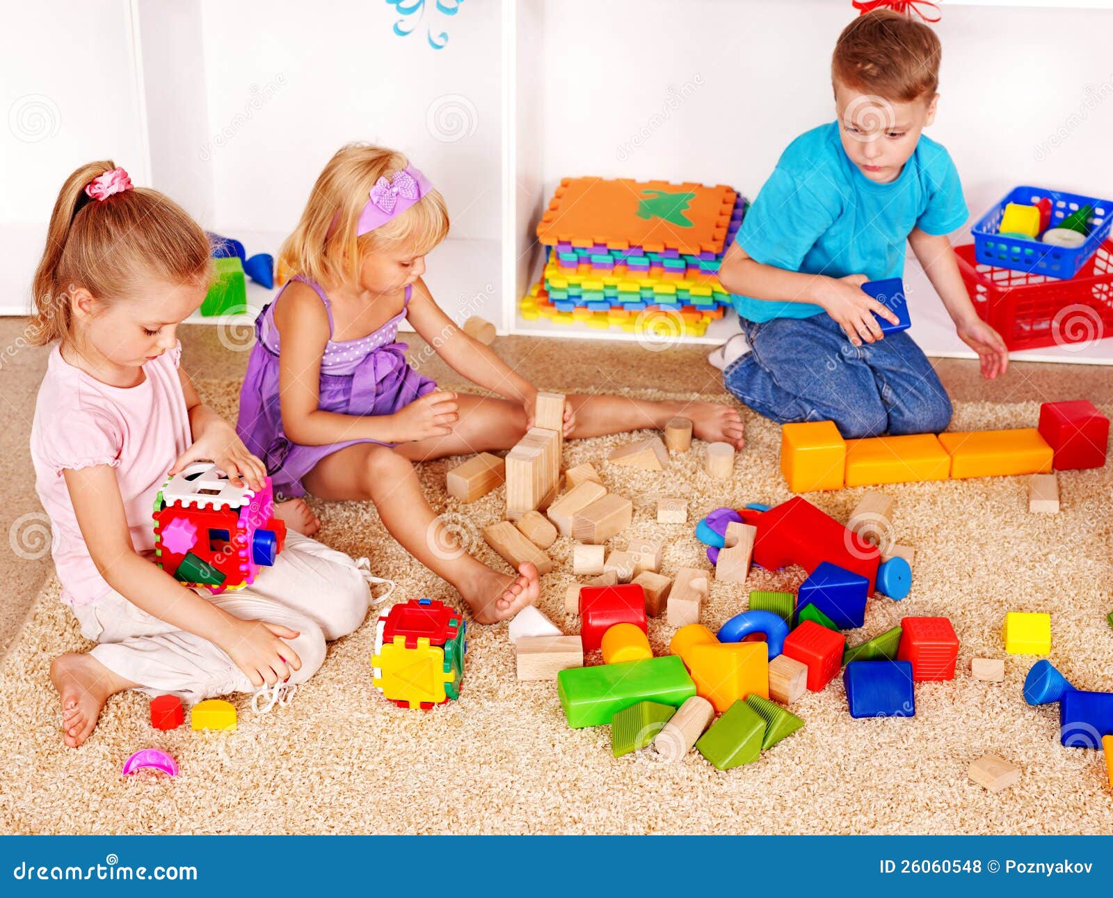 Children in kindergarten. stock photo. Image of play - 26060548