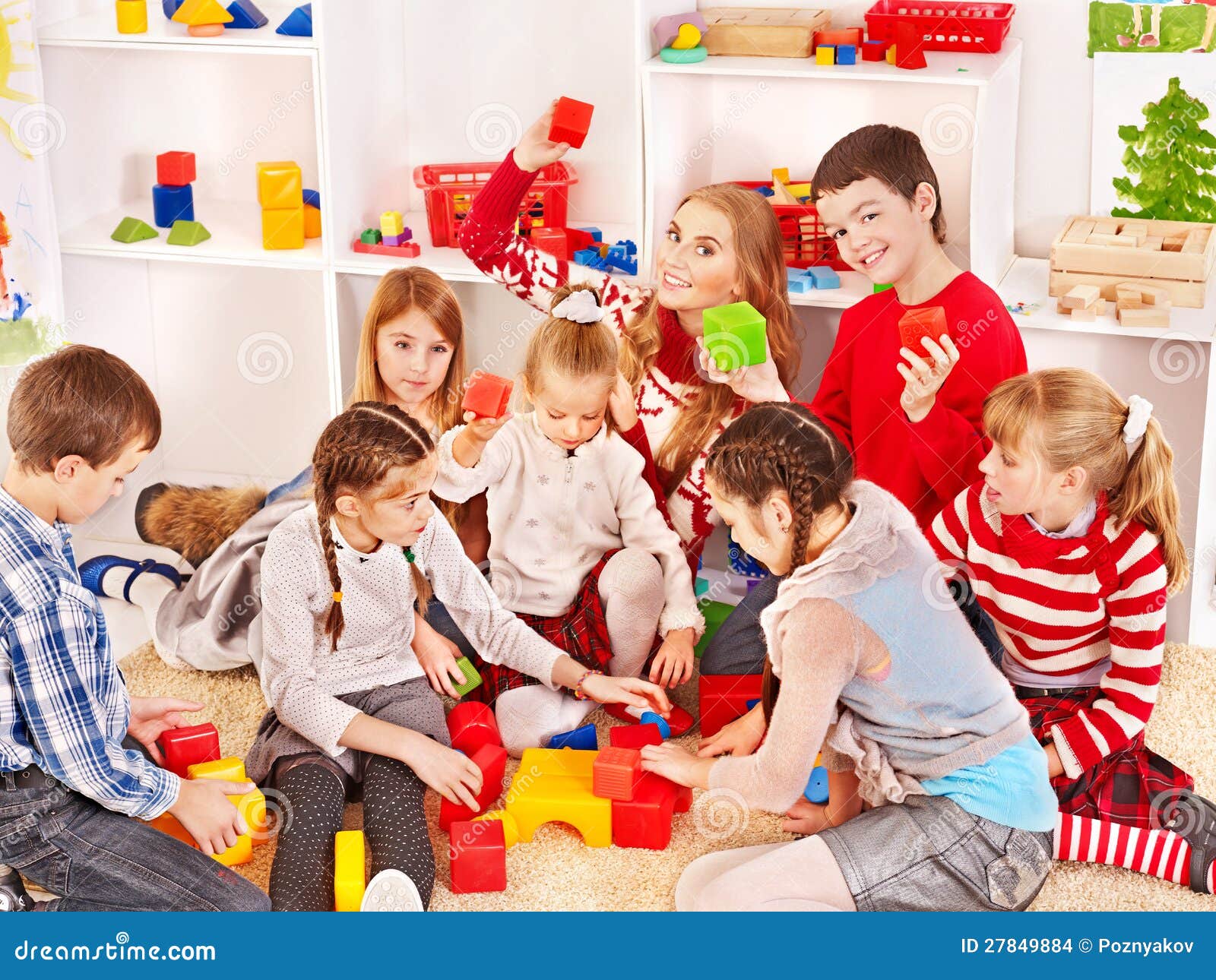 Children in kindergarten. stock photo. Image of playschool - 27849884