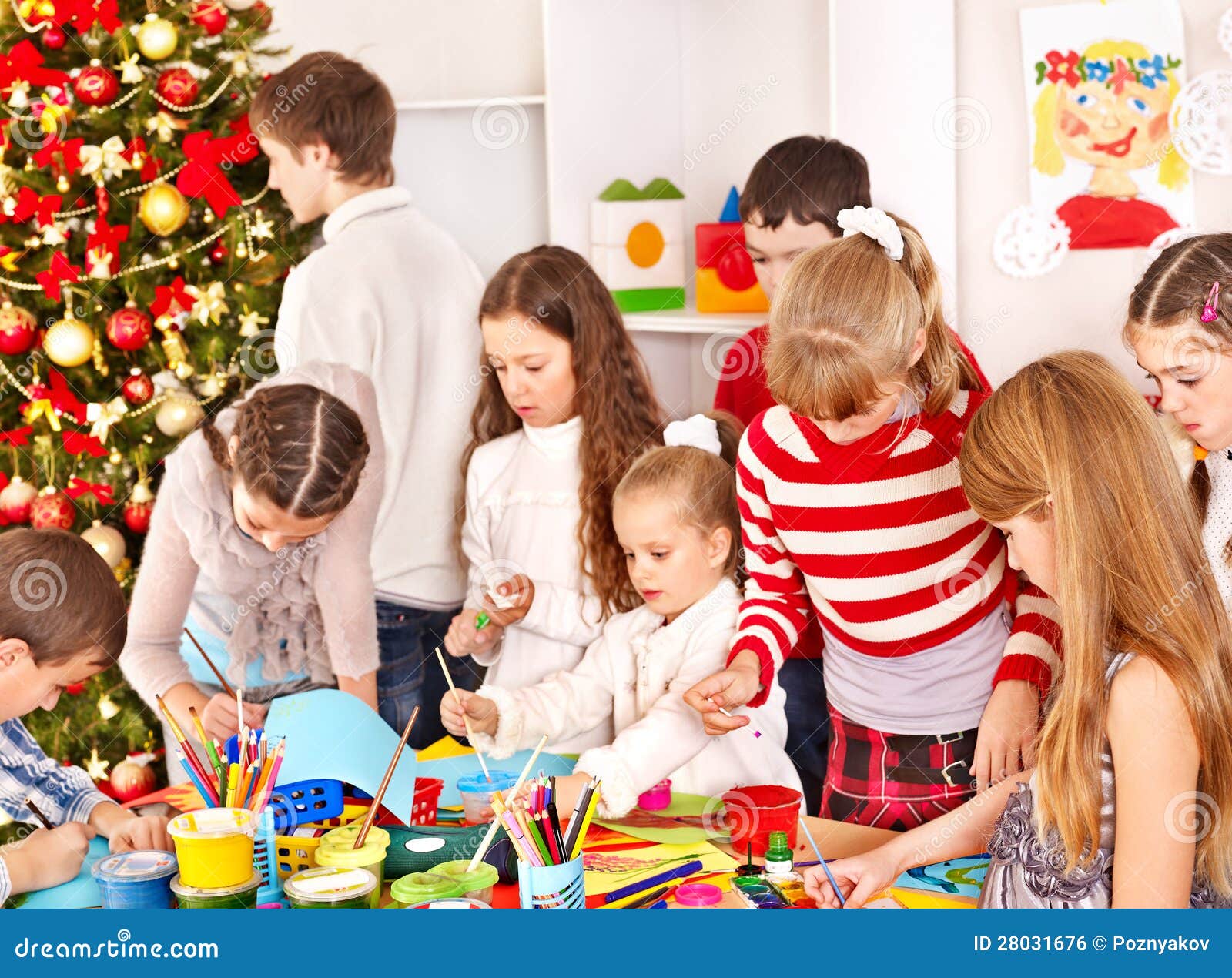 Children in kindergarten. stock photo. Image of preschool - 28031676